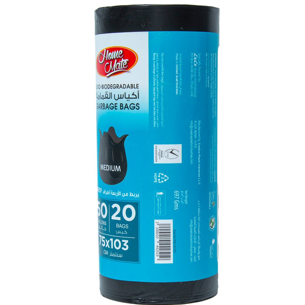 Home Mate Garbage Bags Wavetop Oxo-Biodegradable 50 Gallons Size Medium 75 x 103cm 20pcs | GETIT.QA