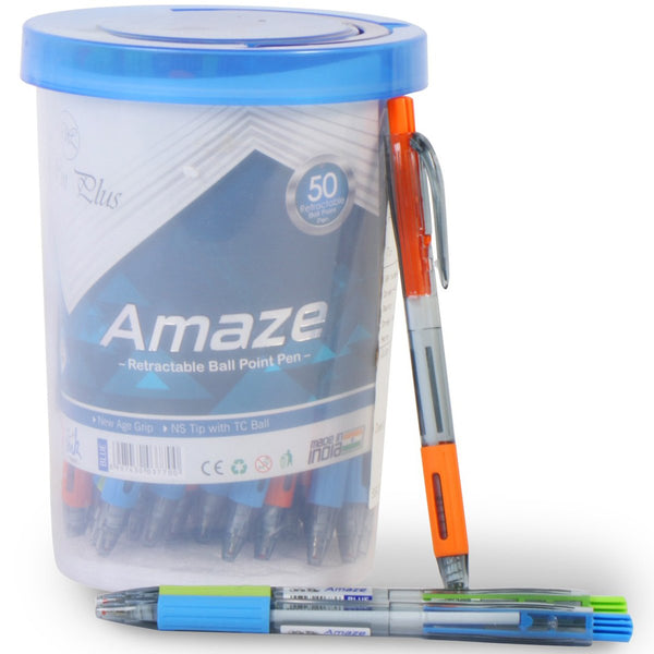 Win Plus Amaze Retractable Ball Point Pen Blue 50's | GETIT.QA