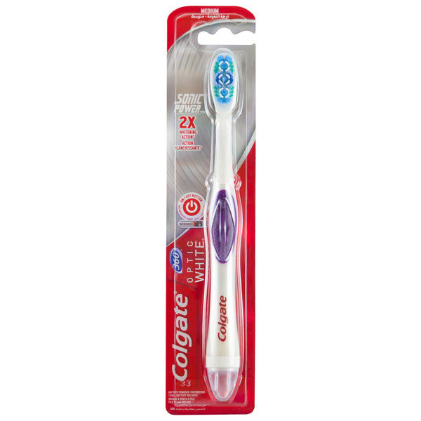 Colgate Battery Powered Toothbrush 360 Optic White Medium Assorted 1 pc ...